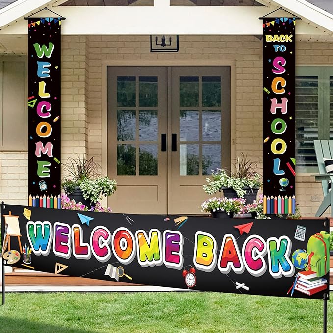 Amazon.com: Large, Back to School Backdrop Set - 120x20 Inch | Welcome ...