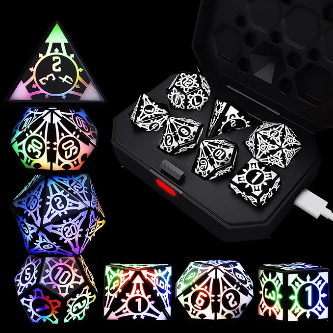 Amazon.com: LOOKDNDS LED DND Dice Set, Light Up Dice with Charging Box ...