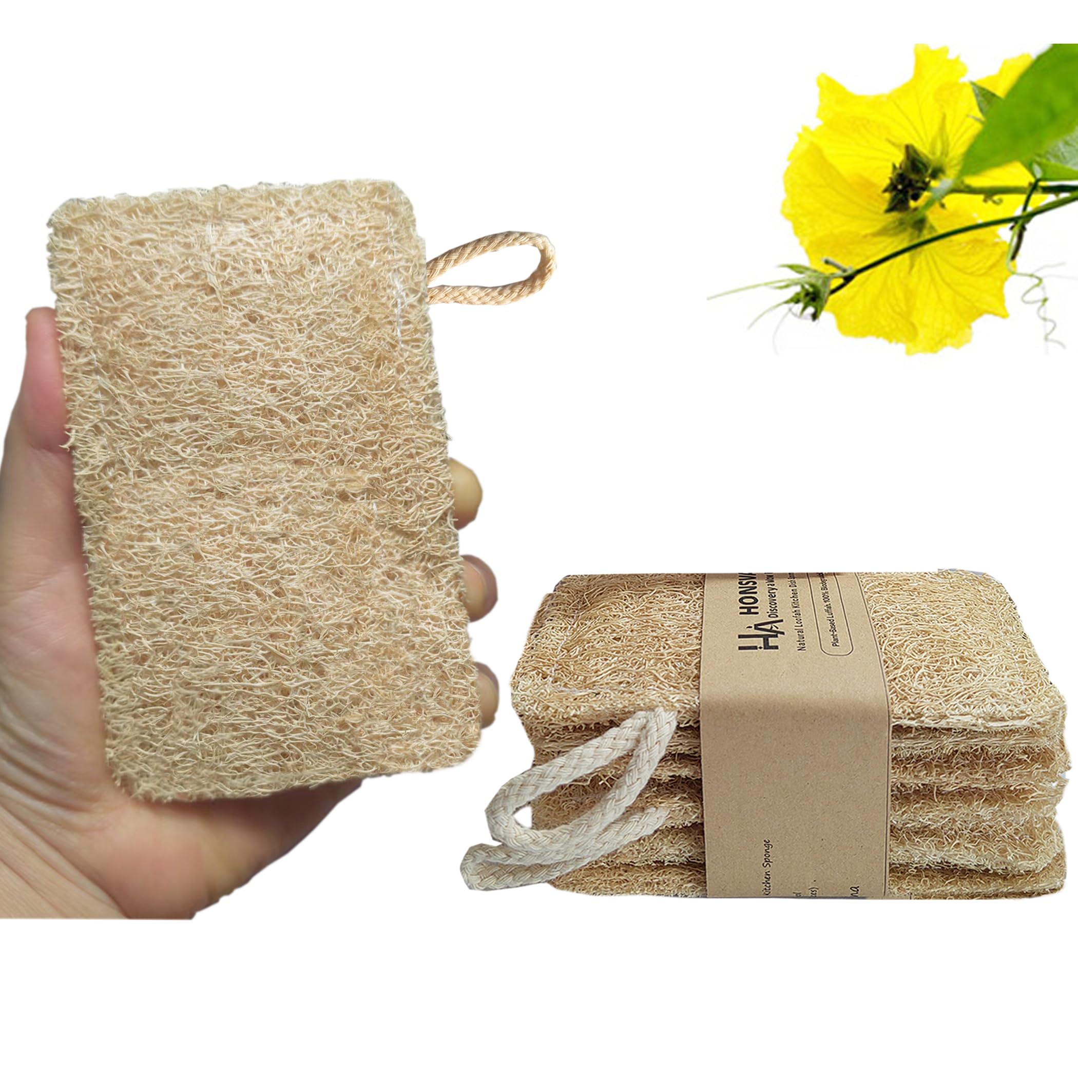 Amazon.com: HONSVA Large Natural Dish Scrubber, Loofah Dishwashing ...