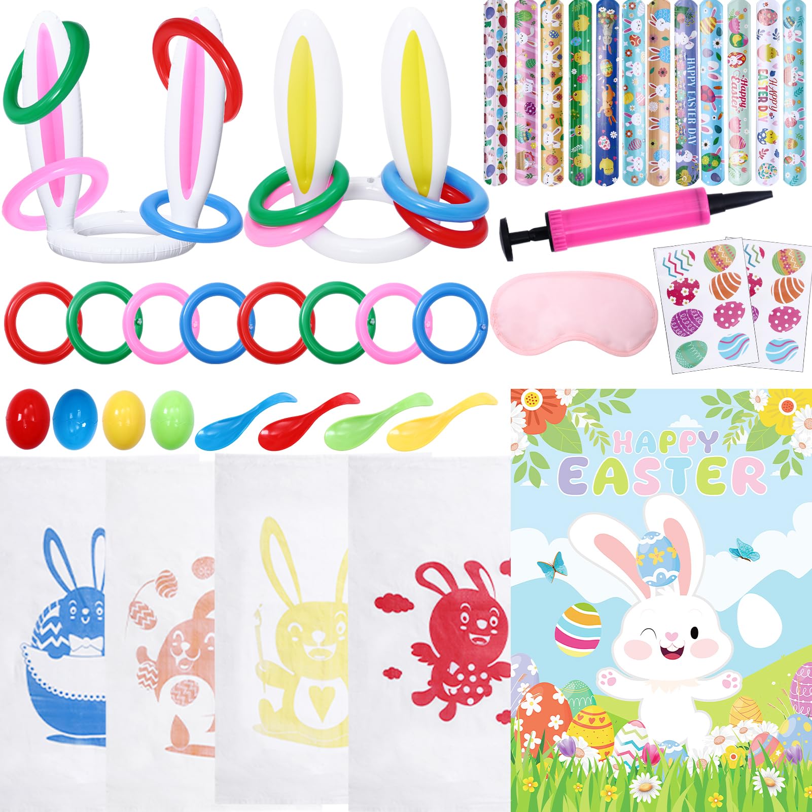 Buy Easter Outdoor Games for Kids, Potato Sack Race Bag Egg Spoon Race ...