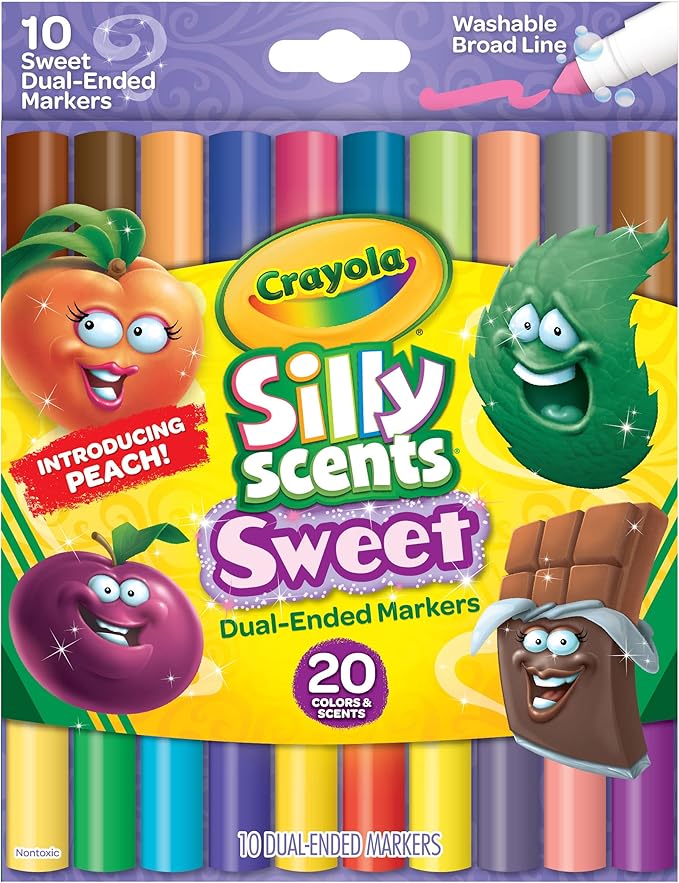 Crayola Silly Scents Dual Ended Markers, Sweet Scented Markers, 10 ...