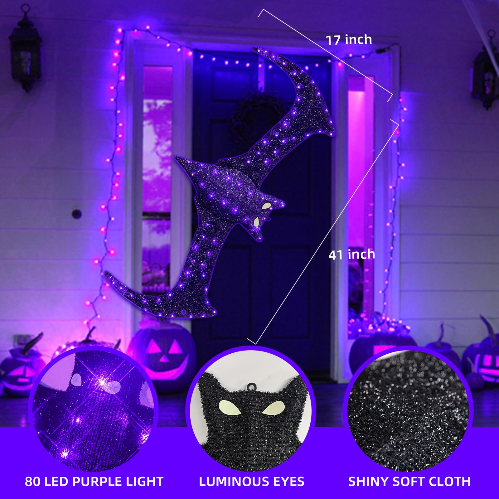 Snapklik.com : EAMBRITE Halloween Window Lights 4FT Giant Bat Light