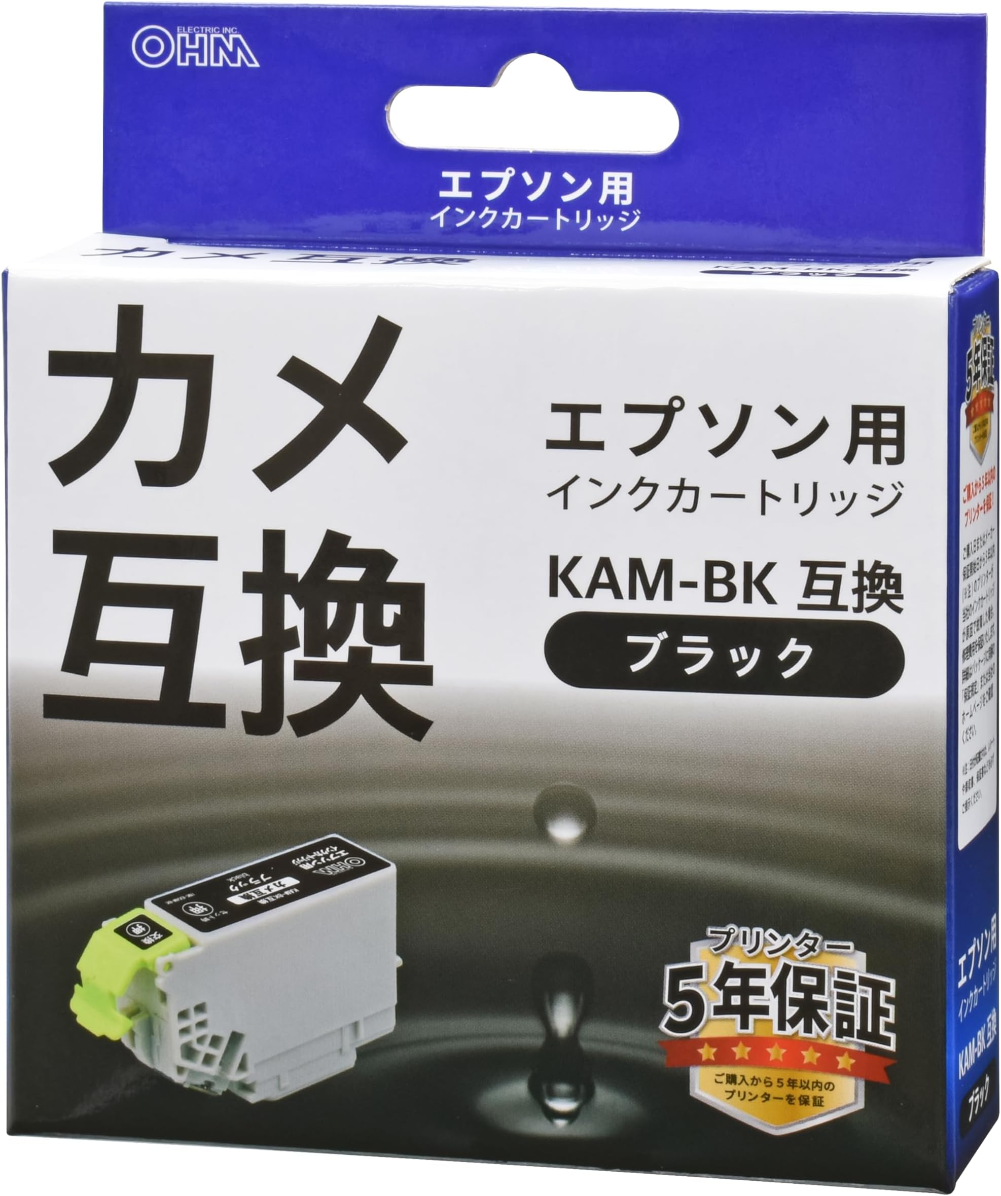 Amazon.co.jp: オーム(OHM) エプソン互換インク カメ ブラック INK-EKAM-BK 01-7777 オーム電機 : パソコン・周辺機器
