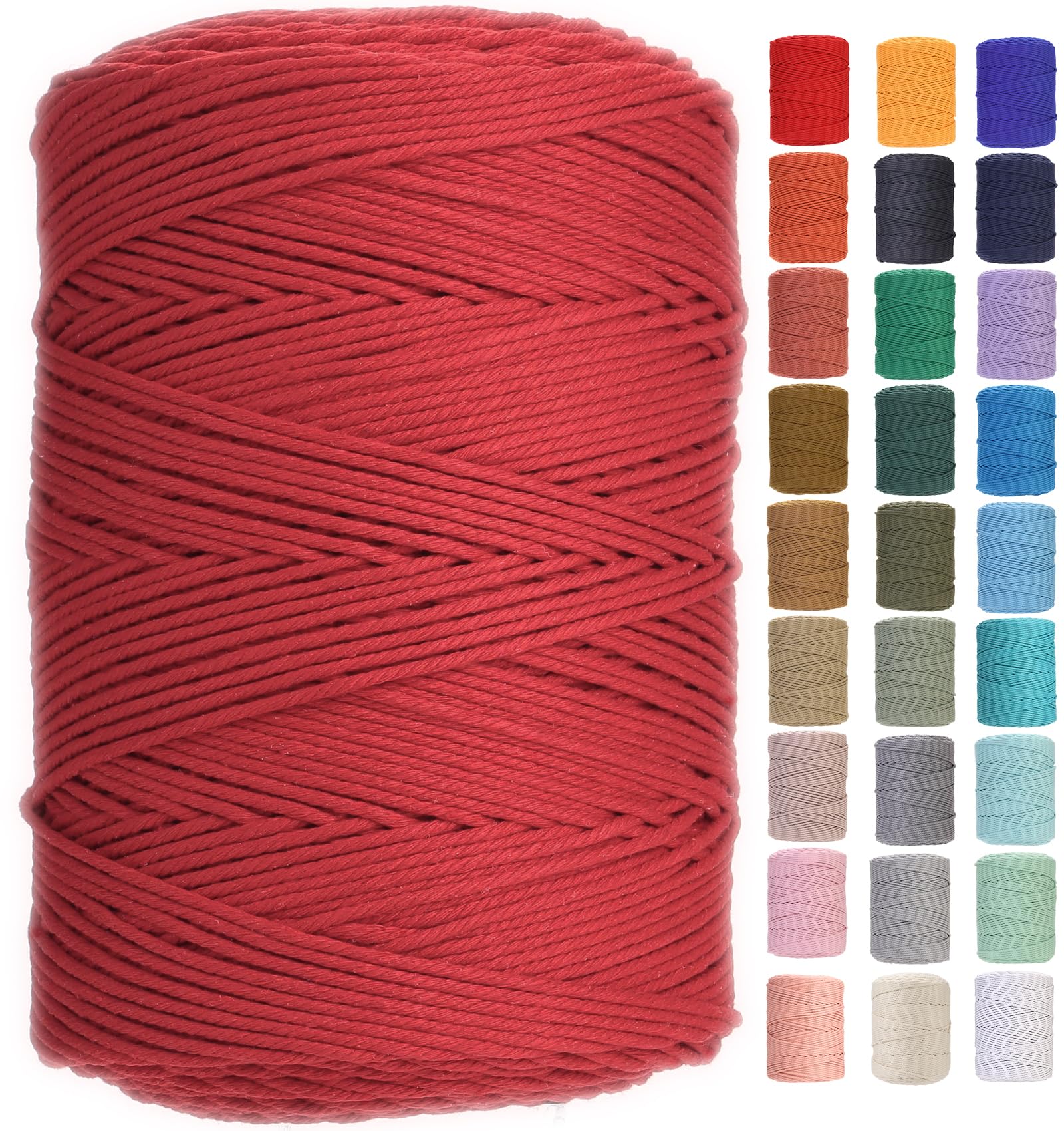 Amazon.com: GOHOHOF Macrame Cord 3mm x 546yards Natural Macrame Cotton ...