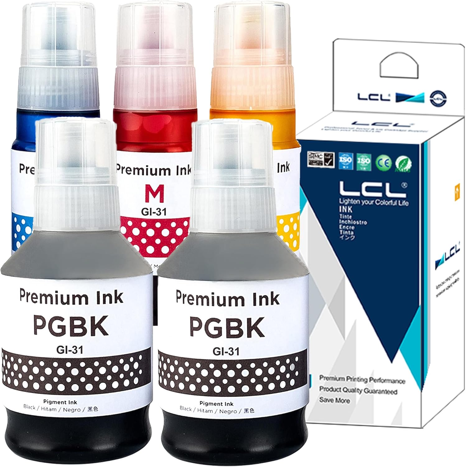 Amazon | LCL Canon用 キャノン用 GI-31 GI-31PGBK GI-31BK GI-31C GI-31M GI-31Y (5パック 2BK 顔料 135ML C/M/Y ...