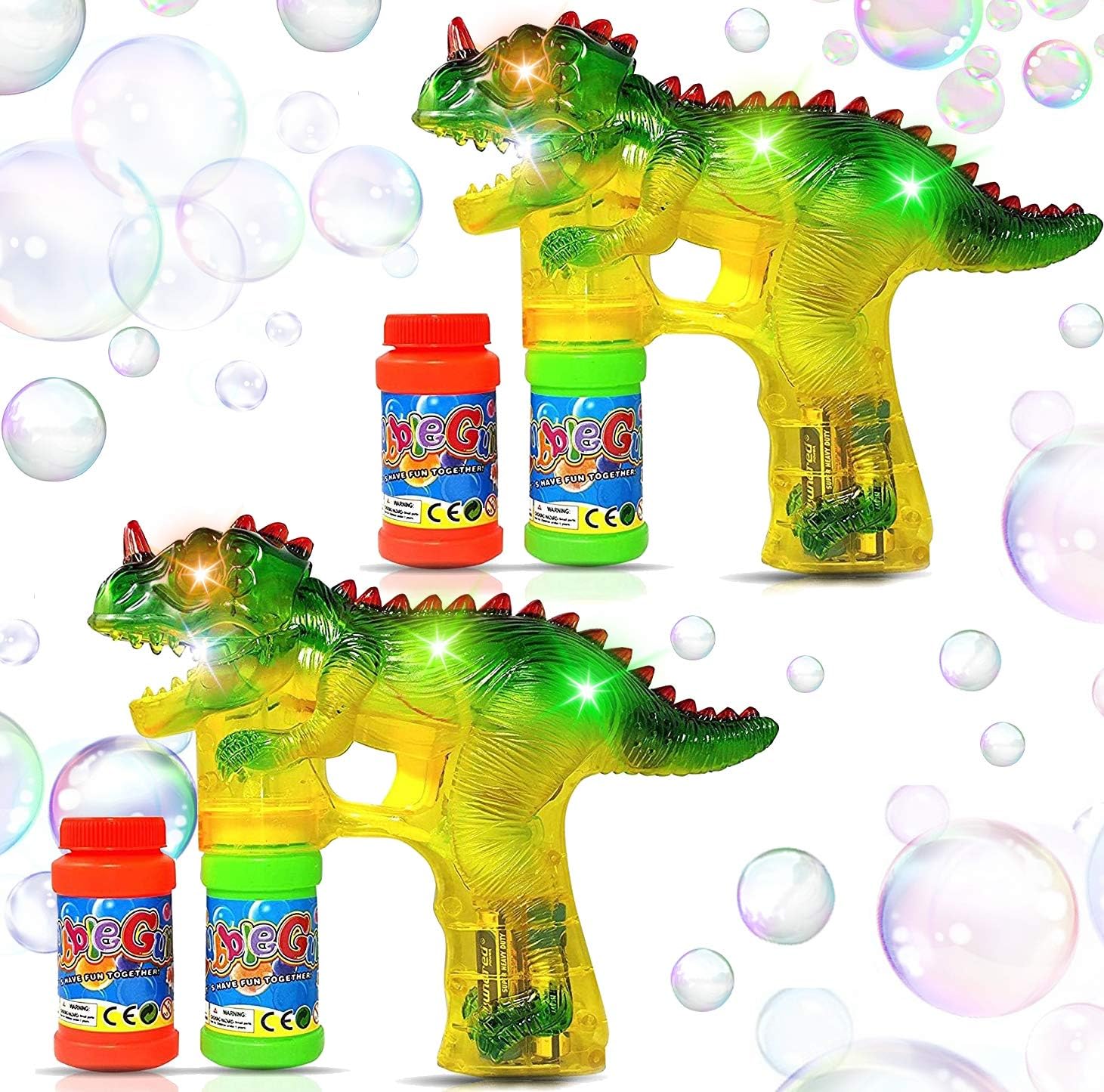Amazon.com: Dinosaur Bubble Guns: Set of 2 Bubble Toys | Battery ...