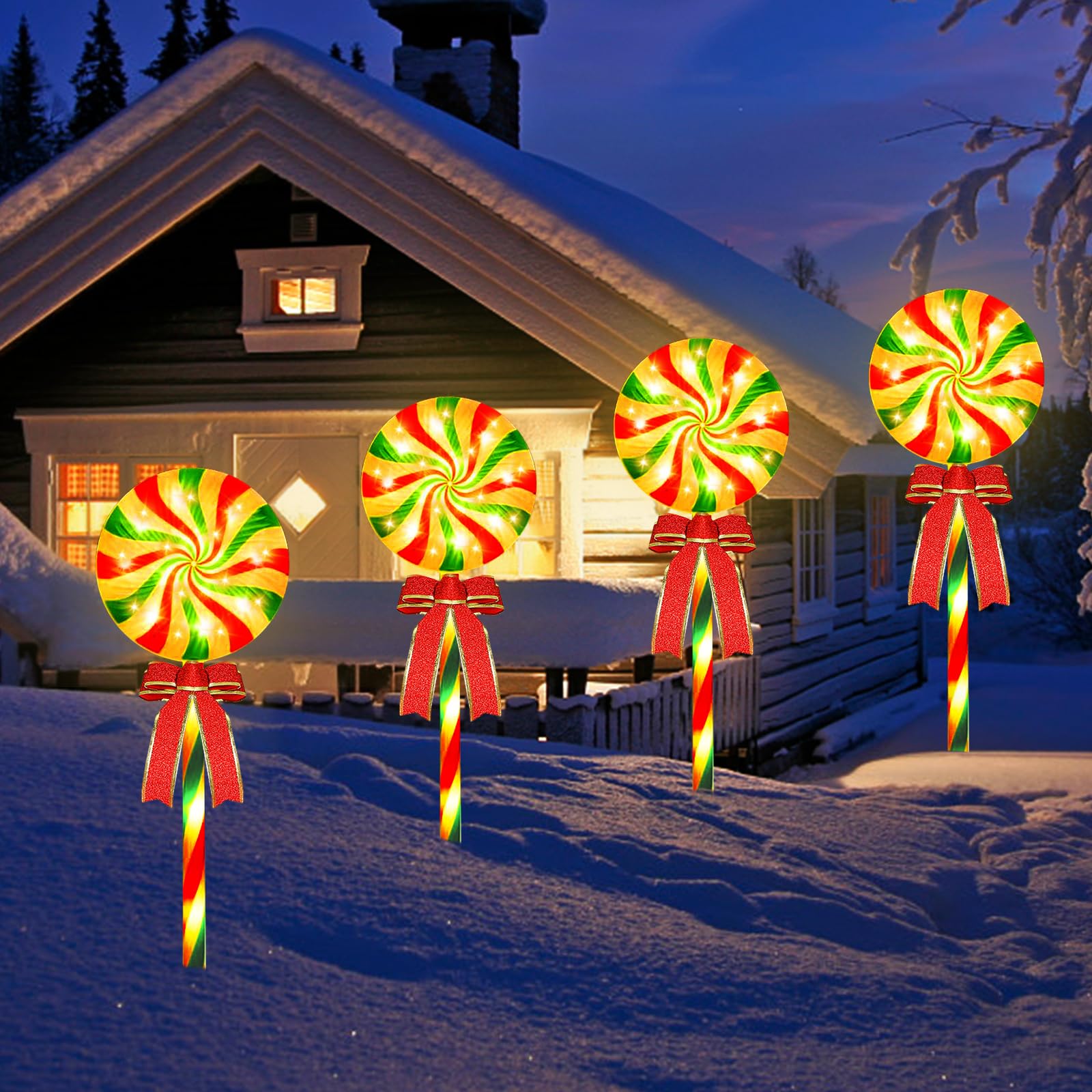 Outdoor Christmas Decorations Yard - 4Pack Lollipop Peppermint Pathway ...