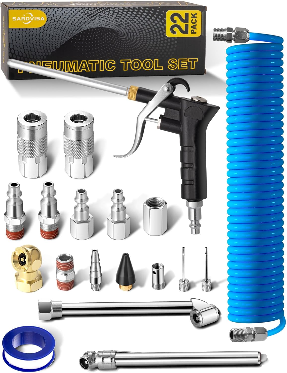 SARDVISA 22-Packs Air Compressor Accessories Kit, 25FT Upgrade ...