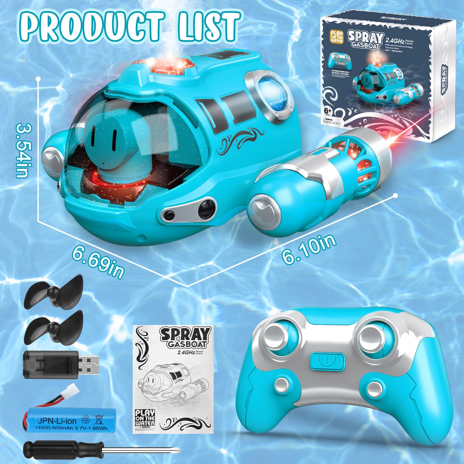 Remote Control Boats for Kids - RC Boat Pool Toys, 2.4GHZ RC Spray ...