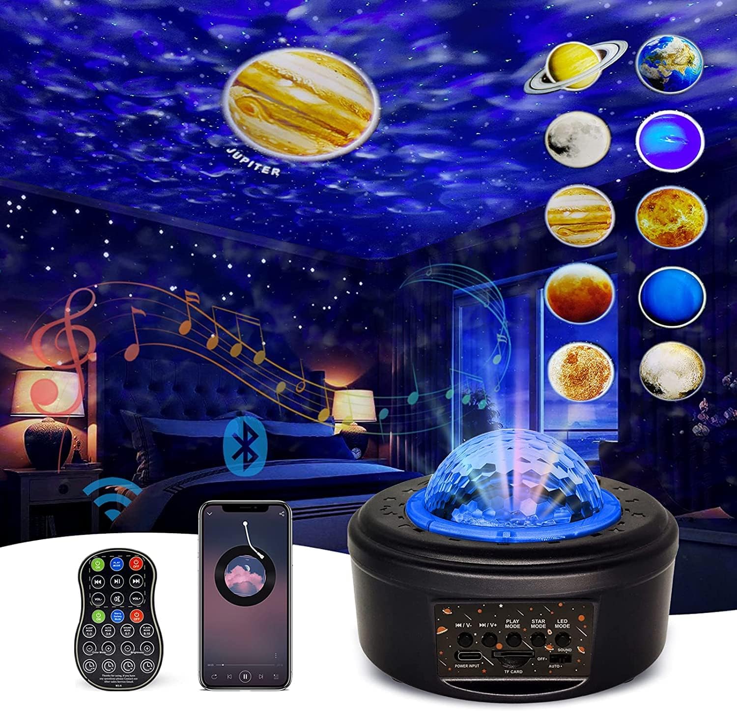 Projetor de luz de estrela para quarto, projetor de luz de galáxia, luz ...