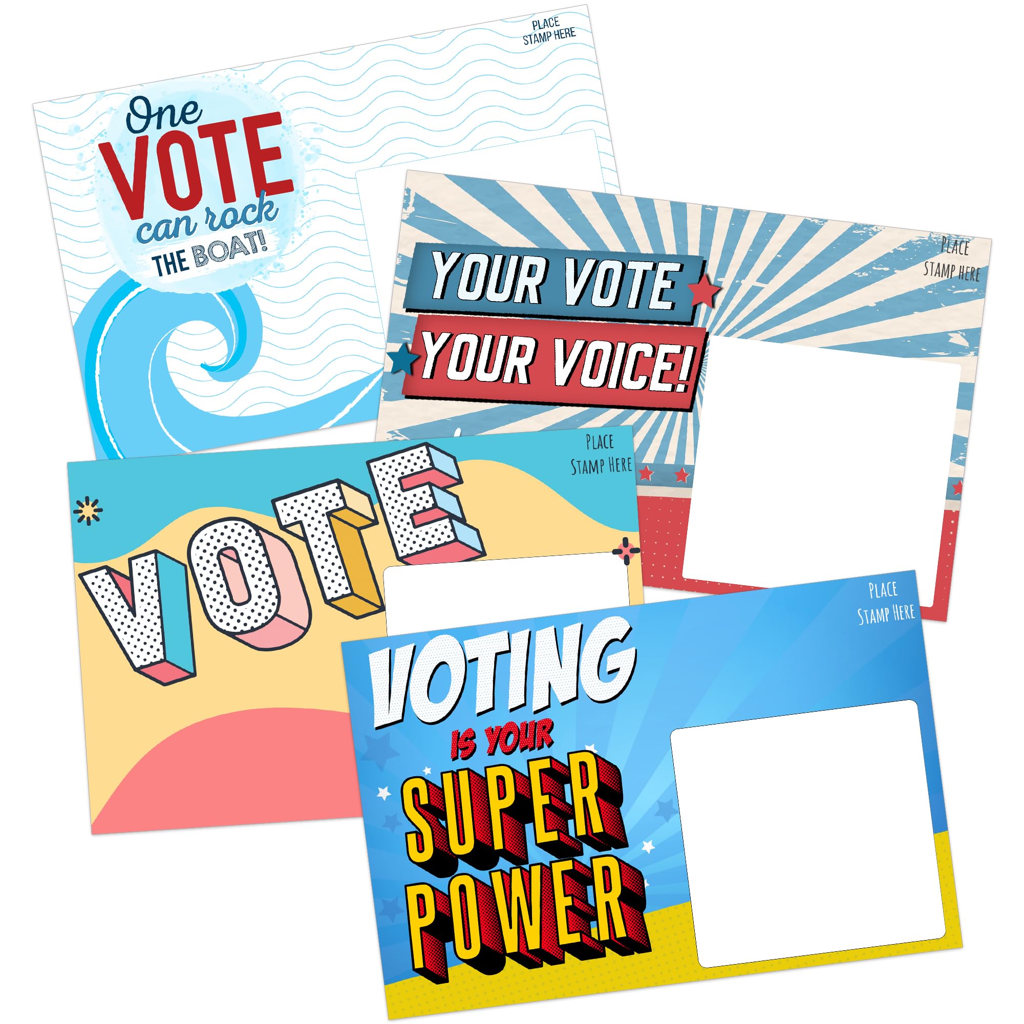 Amazon.com : T MARIE 400 Bulk Voter Postcards 4x6-4 Vibrant Designs ...