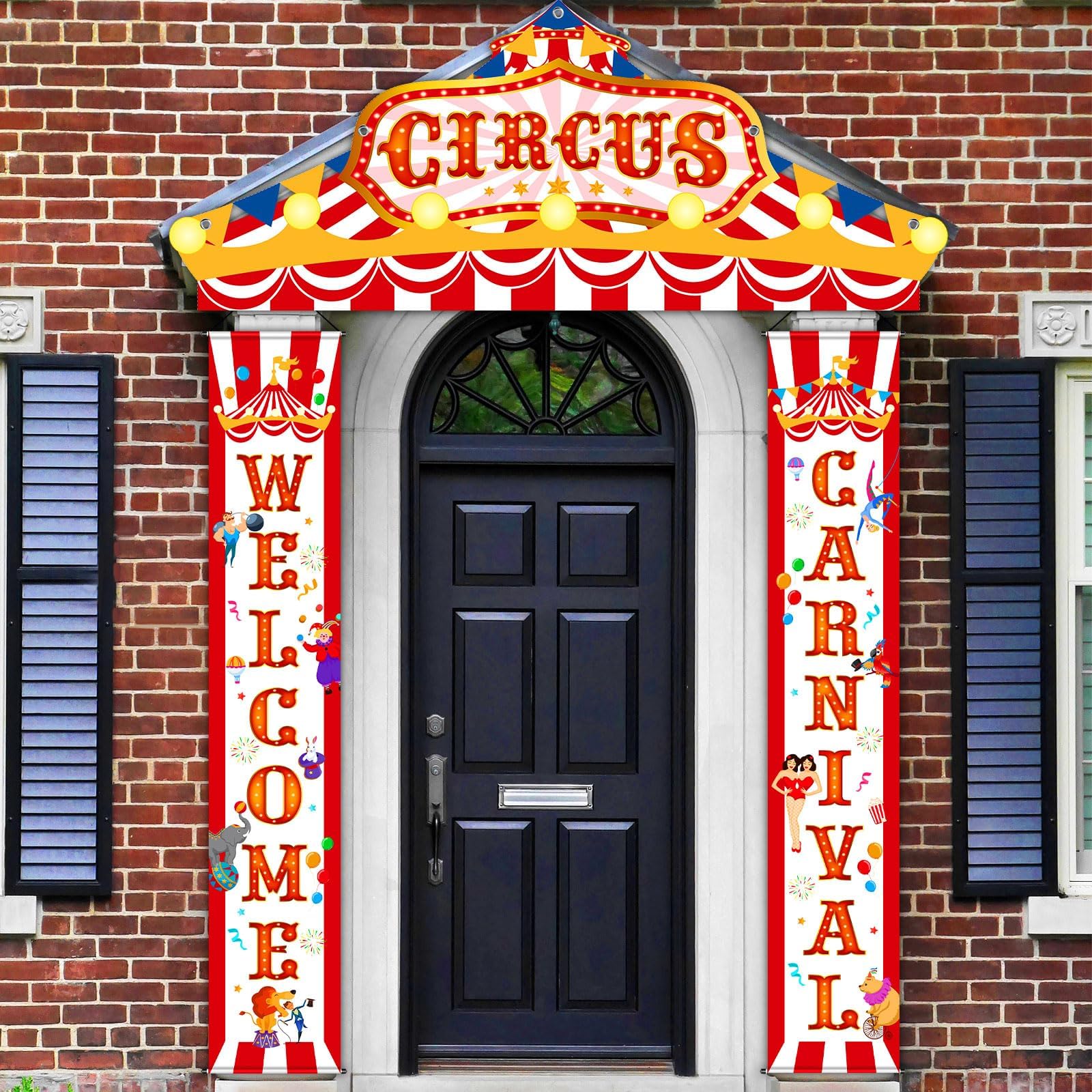 Amazon.com: Welcome Circus Backdrop Banner Decor Brown - Red White ...