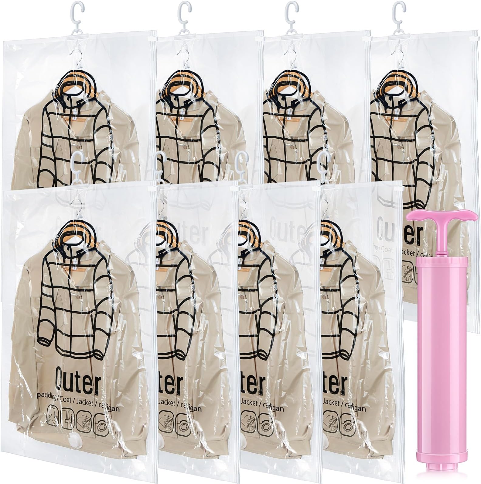 Amazon.com: YISURE Hanging Vacuum Storage Bags Space Saver Bags for ...