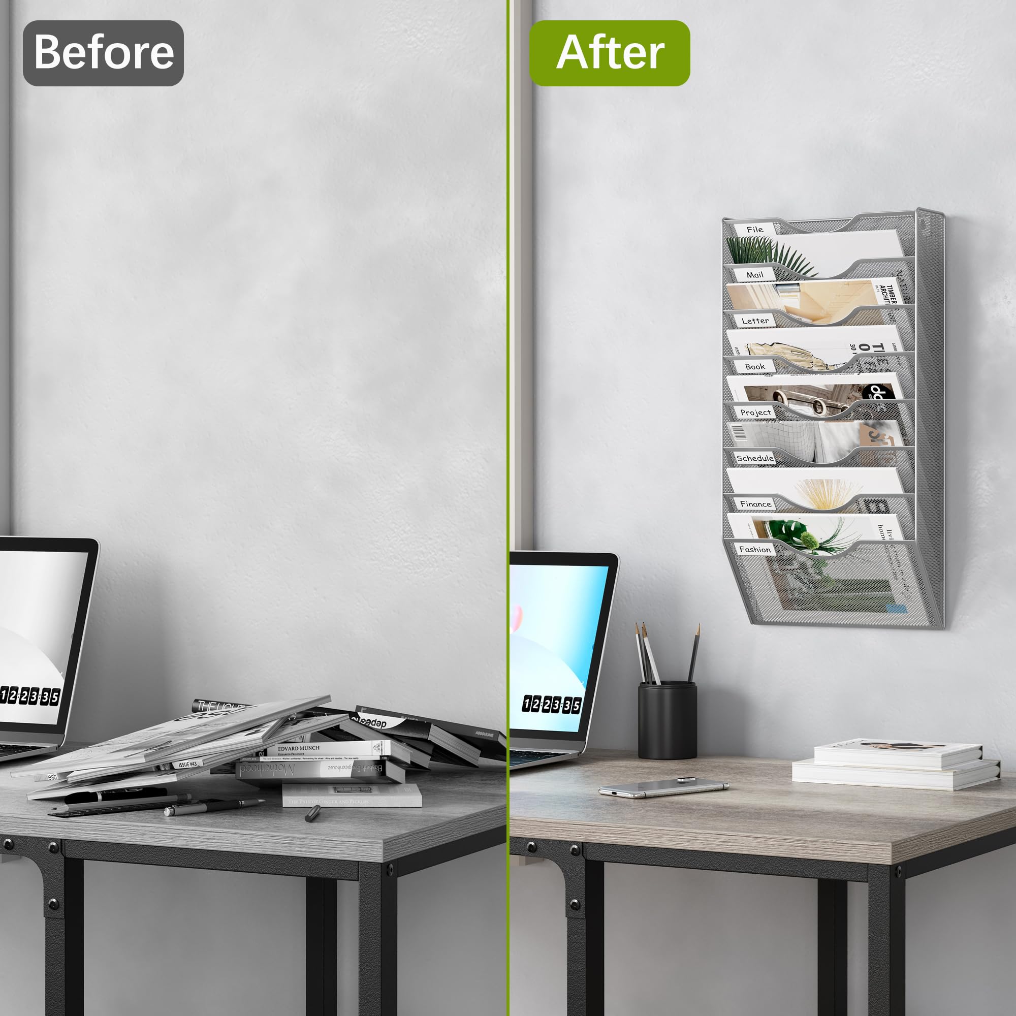 Snapklik.com : EasyPAG 8 Pocket Mesh Wall File Organizer, Hanging Paper ...