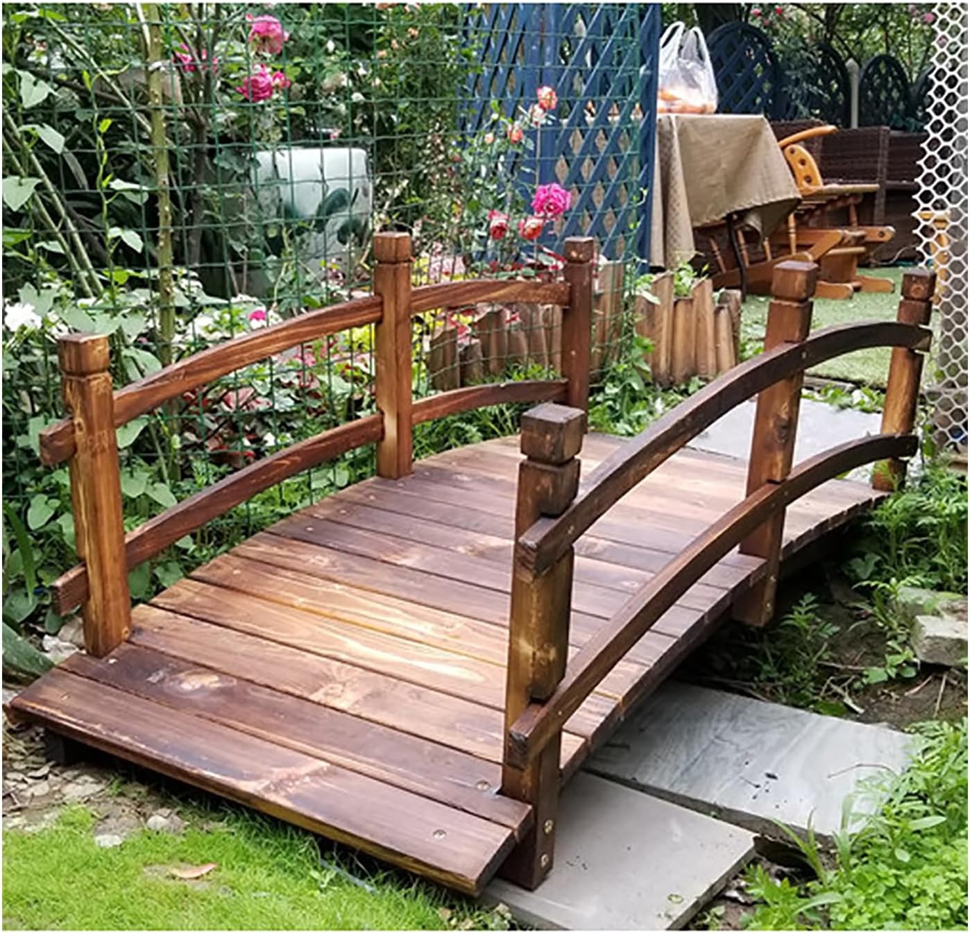 Amazon.com : Wa Poskade Garden Bridges for Outdoors,Solid Wood Garden ...