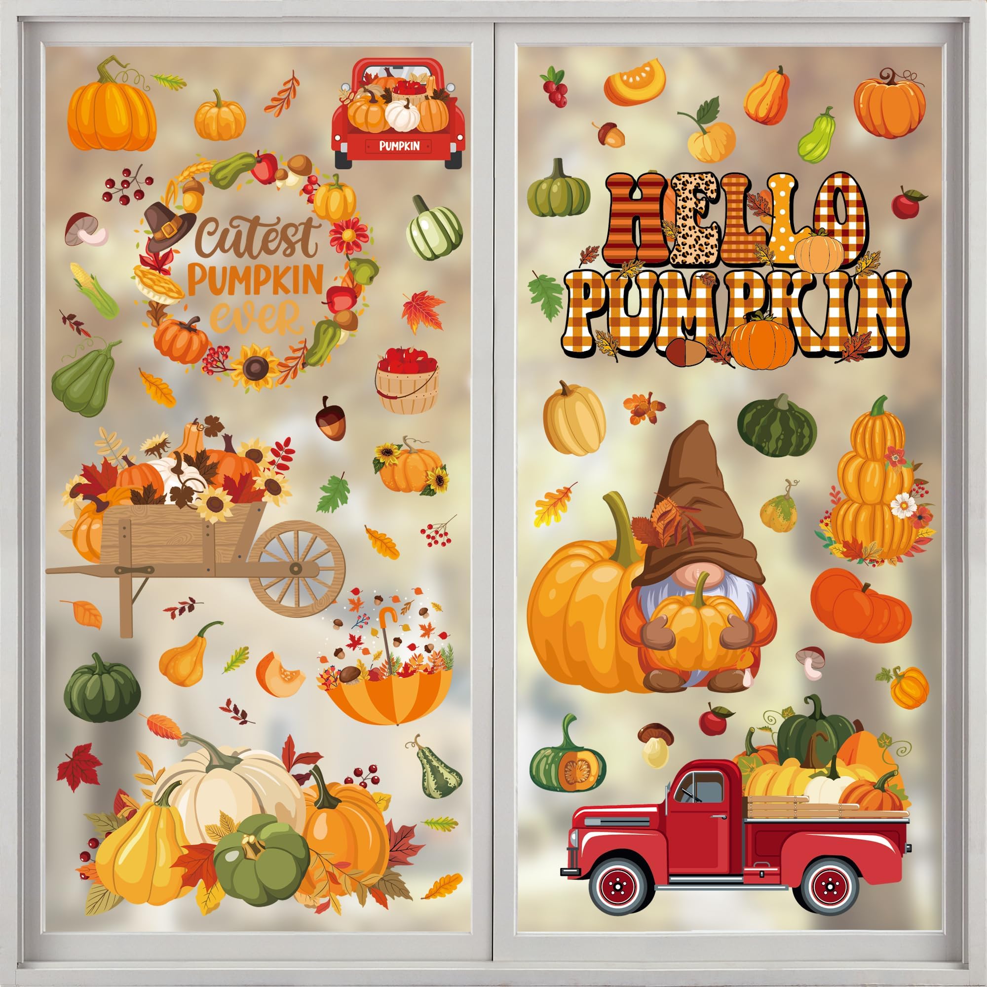Amazon.com: Quera Fall Window Clings Thanksgiving Window Decals Autumn ...