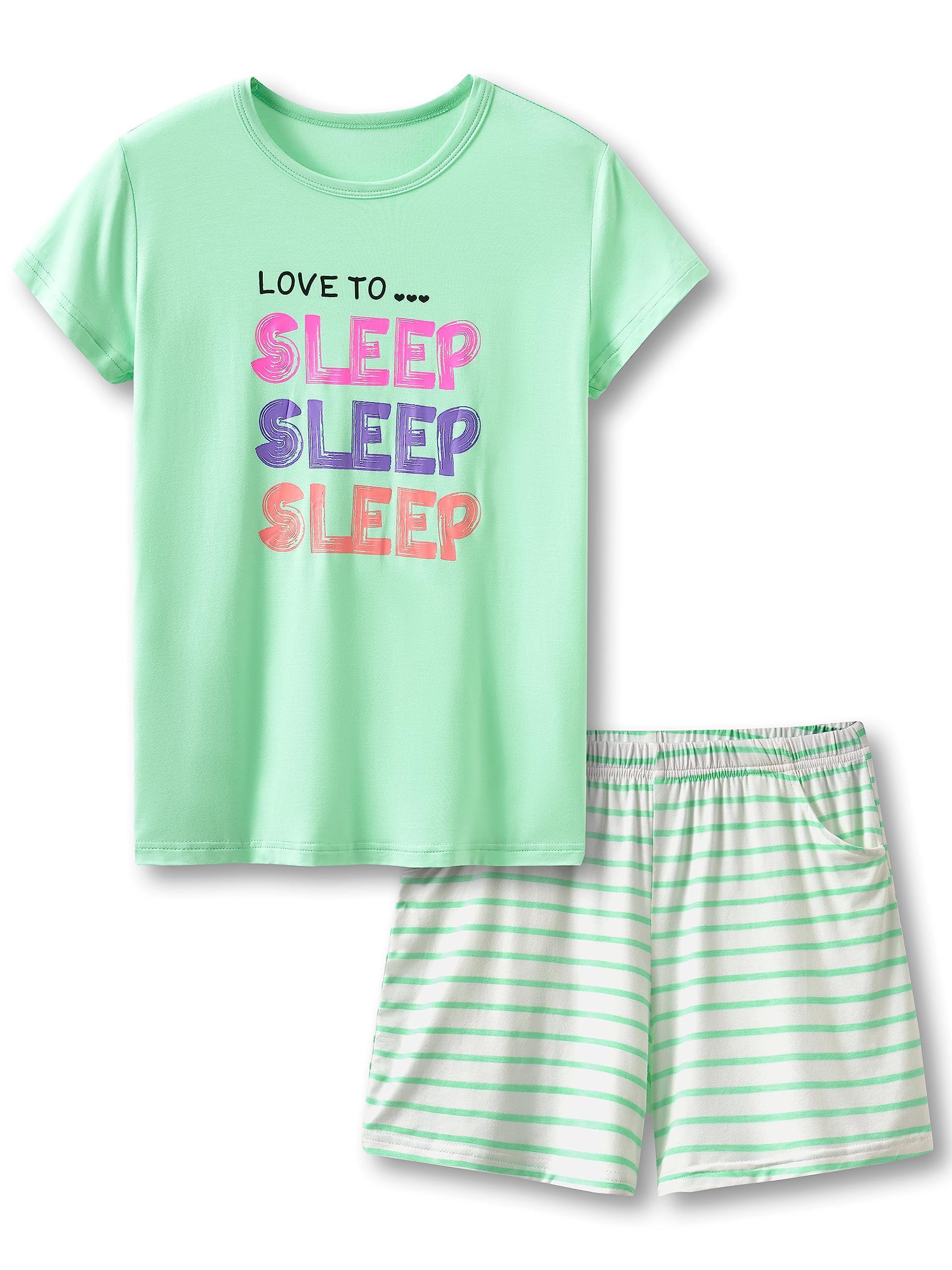 Amazon.com: Tebbis Little & Big Girls Striped & Cat Pajama Set - Soft ...