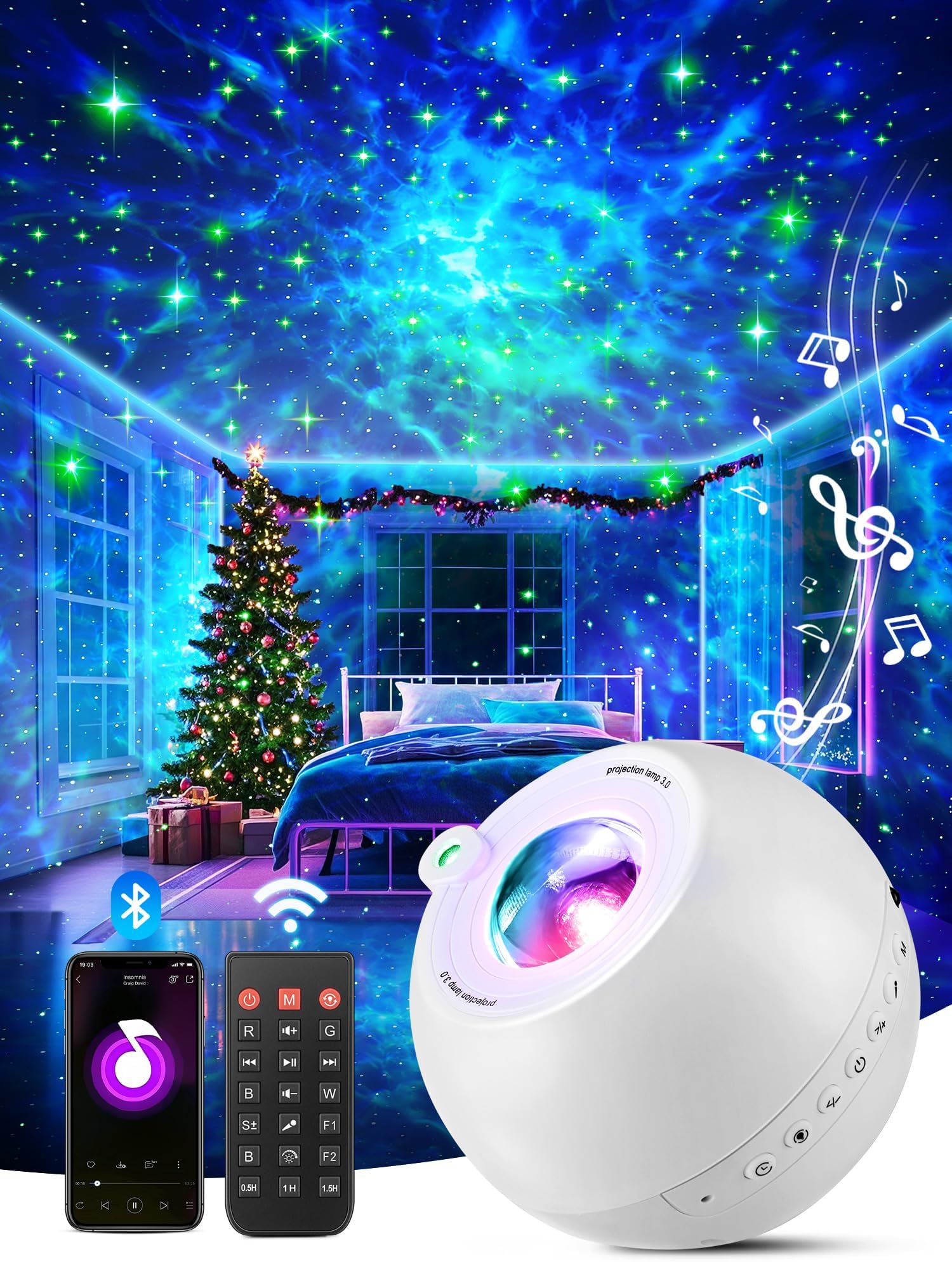 Star Projector, 15 Colors Galaxy Projector for Bedroom, 15 White Noise ...