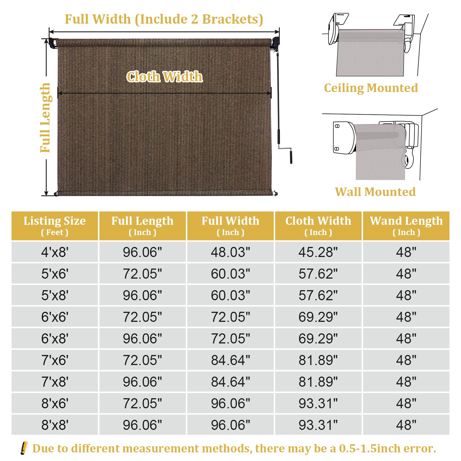 Snapklik.com : Shade&Beyond Outdoor Roller Shades 7 W X 6 H Cordless ...