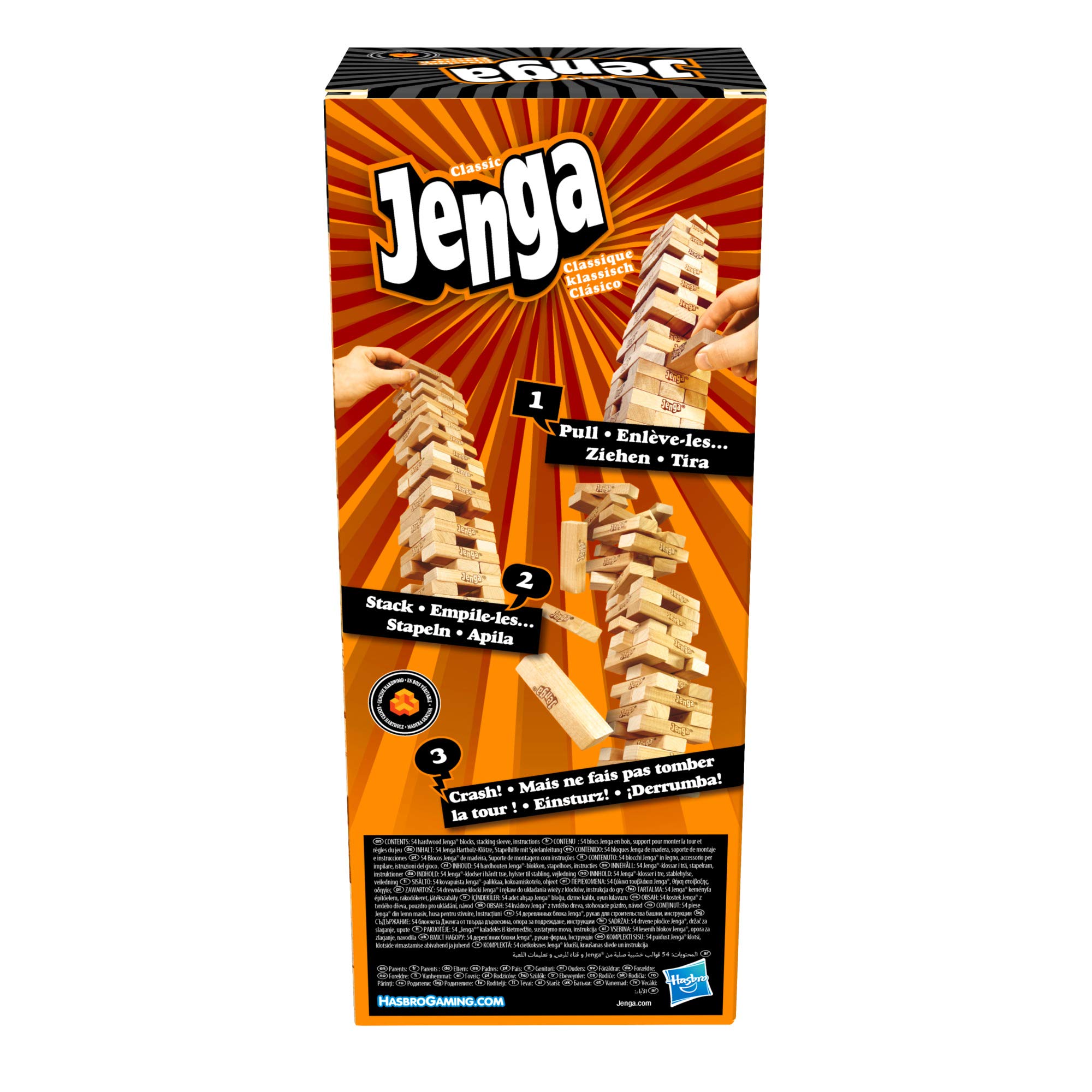 Classic Jenga Game with Genuine Hardwood Blocks, Jenga Brand Stacking ...