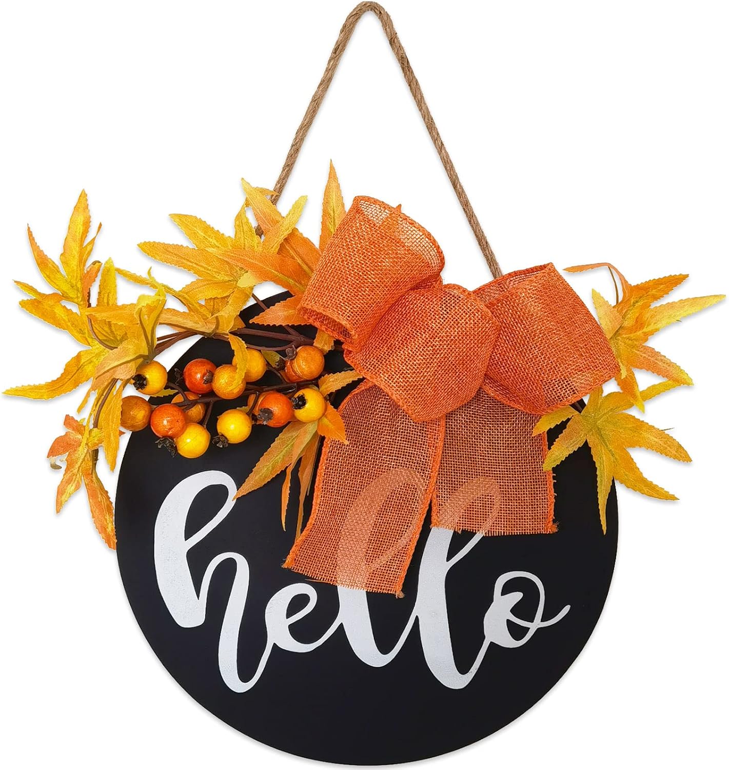 Amazon.com: Hello Fall Wreath, Fall Wreaths for Front Door,Maple Leaf ...