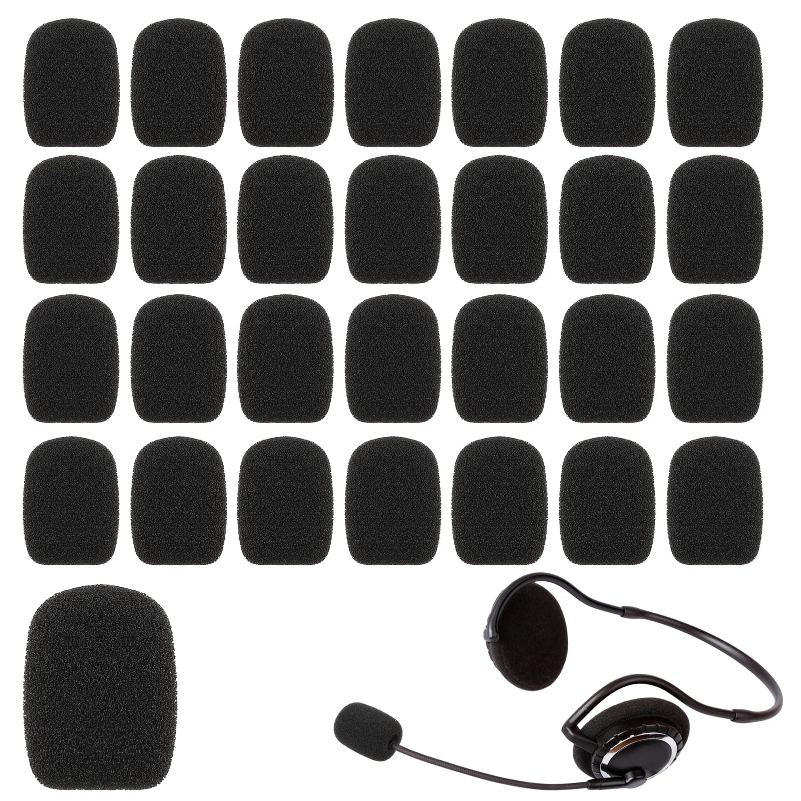 Molain 10/30Pcs Headset Microphone Covers Foam, Noise Reduction Lapel ...