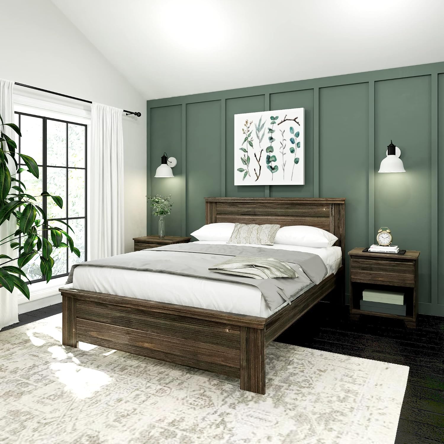Amazon.com: Plank+Beam Rustic Wood Queen Bed Frame, Platform Bed with ...