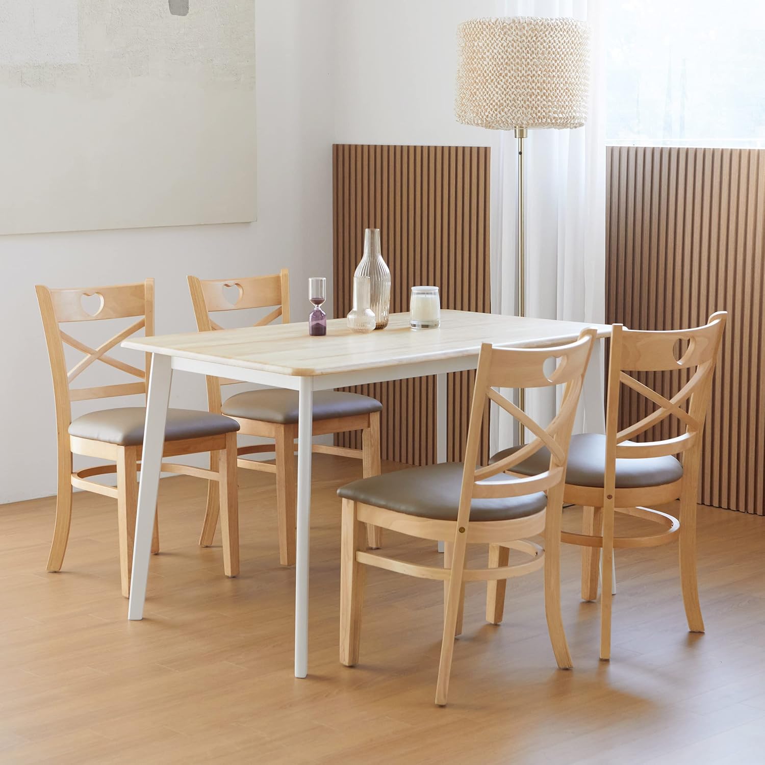 Amazon.com: Livinia 5-Piece Dining Table Set, Canberra 47.2" Table ...