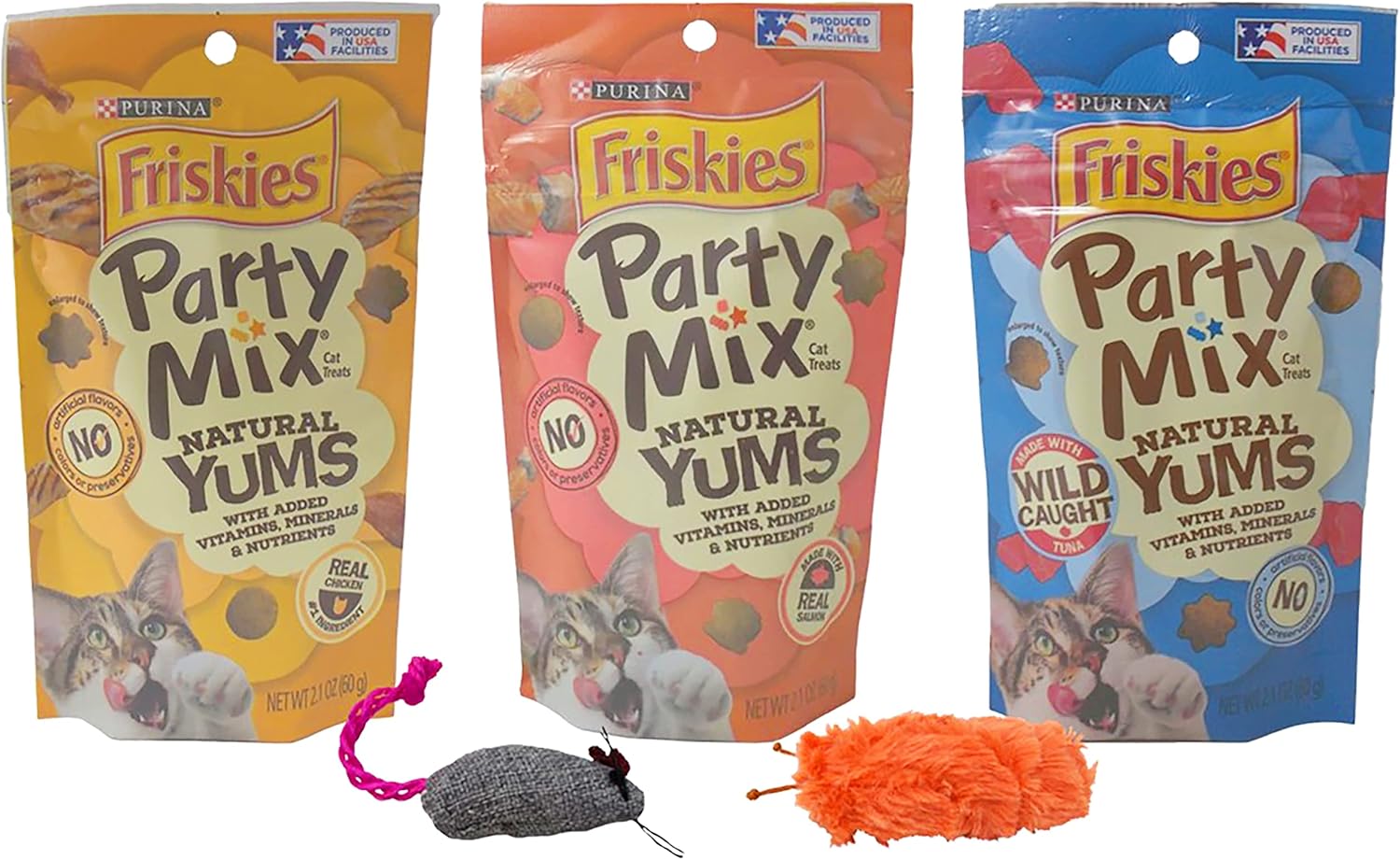 Friskies Party Mix Naturals Treats for Cats 3 Flavor Variety Bundle ...