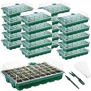 Amazon.com : Hoolerry Seed Starter Tray 40 Cells Seed Starter Kit with Humidity Dome and Base ...