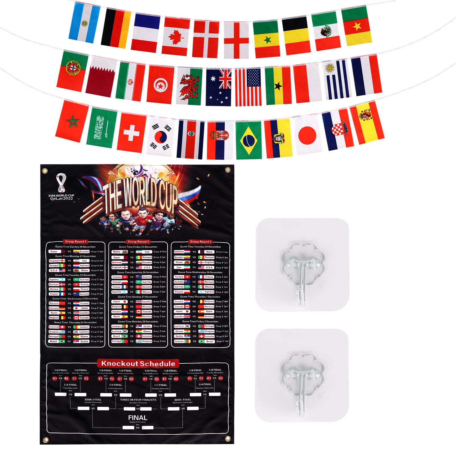 UYTAG World Cup 2022 Wallchart and String Flag Bunting Qatar Football ...
