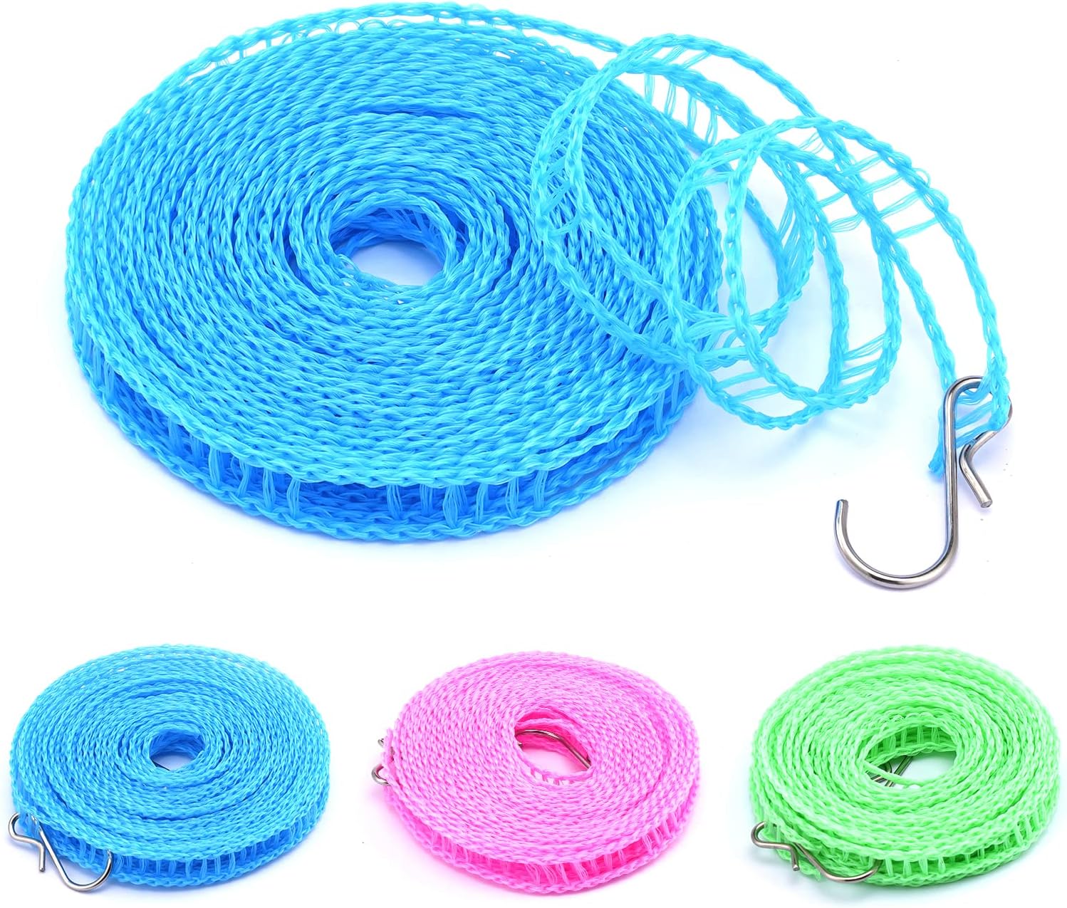 3 Packs 16.4ft Camping Clothesline Windproof Travel Clothe Drying Rope ...