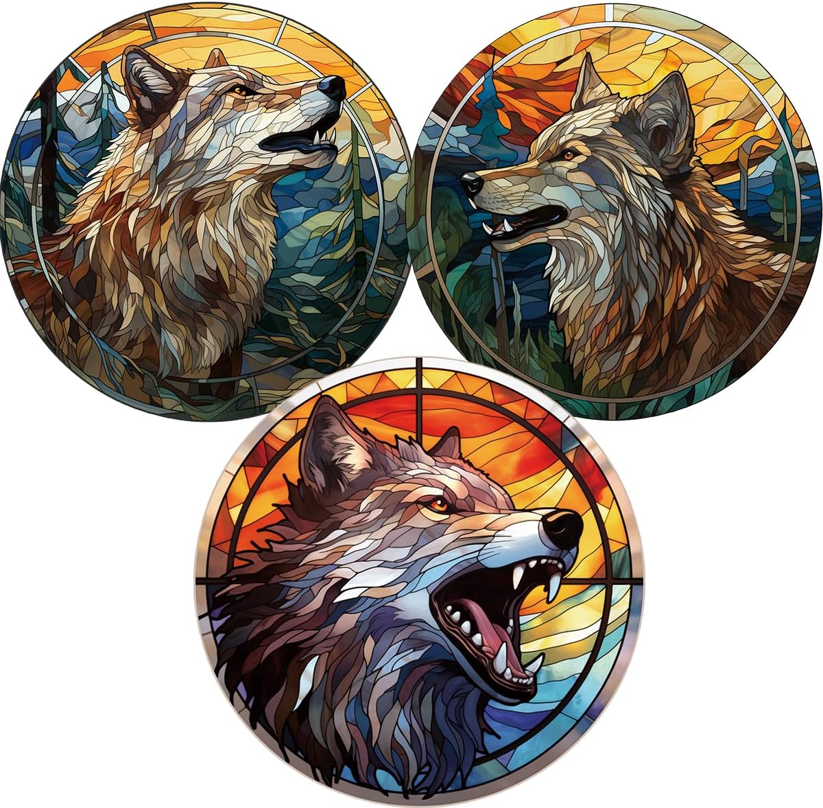 Amazon.com: 3PCS Wolves Window Hangings, Garden Suncatchers for Home ...