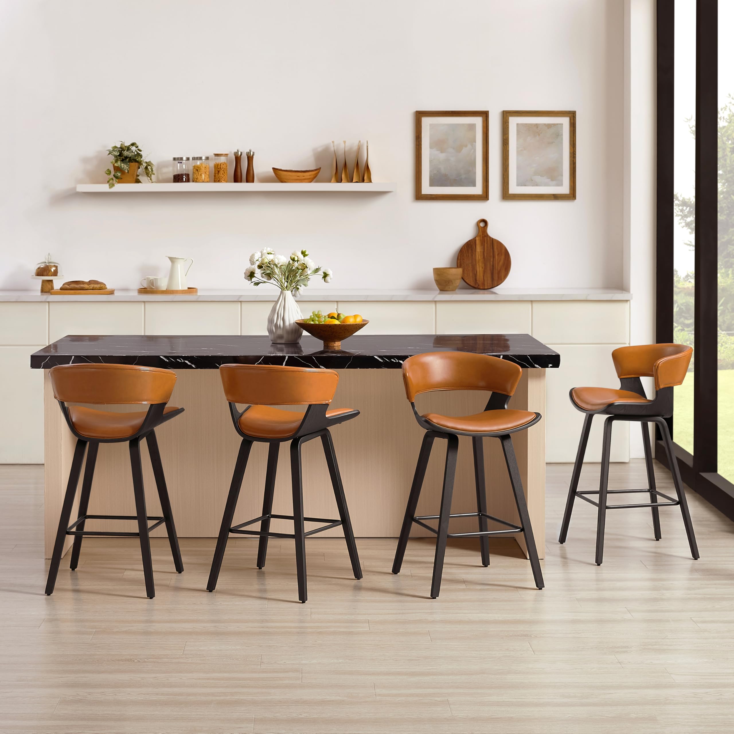 Amazon.com: Art Leon Counter Height Stool Set of 4 - Mid Century Modern ...