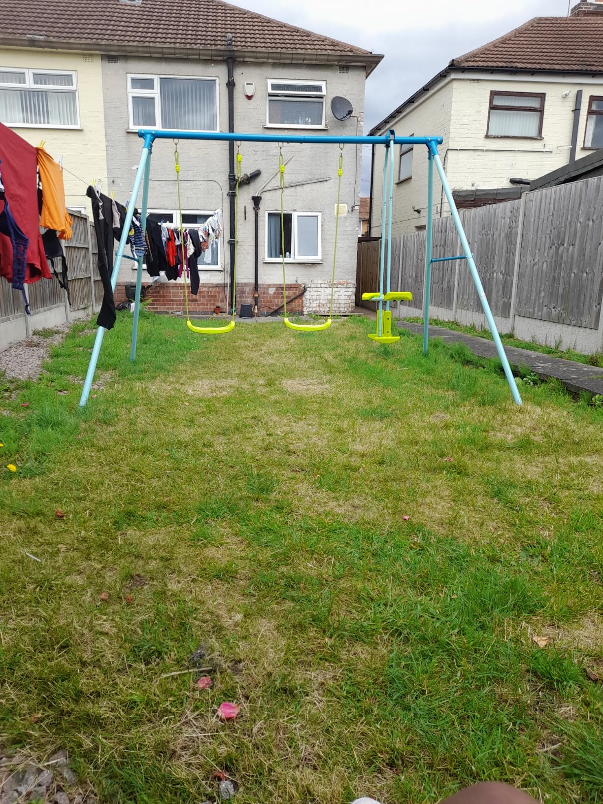 TP Triple Swing Set with Glider - Adjustable Metal Swing Stand With ...