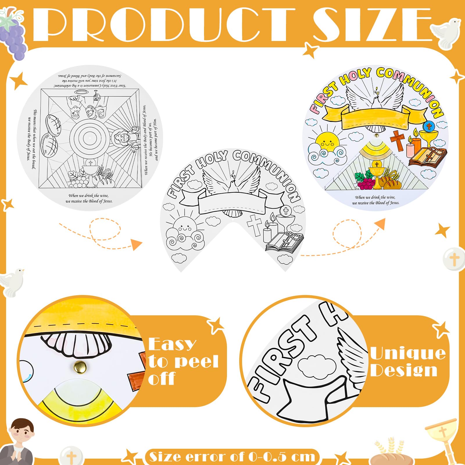 Snapklik.com : 12 Sets Color Your Own First Holy Communion Wheel Crafts ...