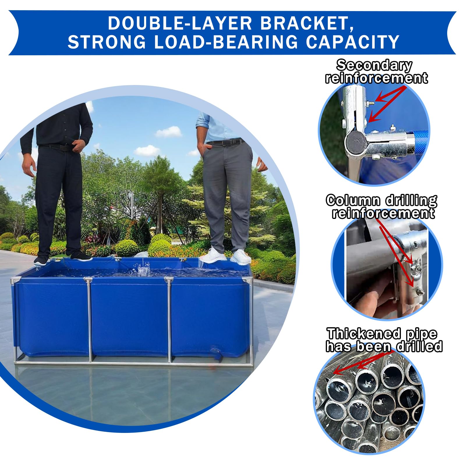 12ft Swimming Pool Foldable Fish Pond 0.5mm Heavy Duty Tarp Holding ...