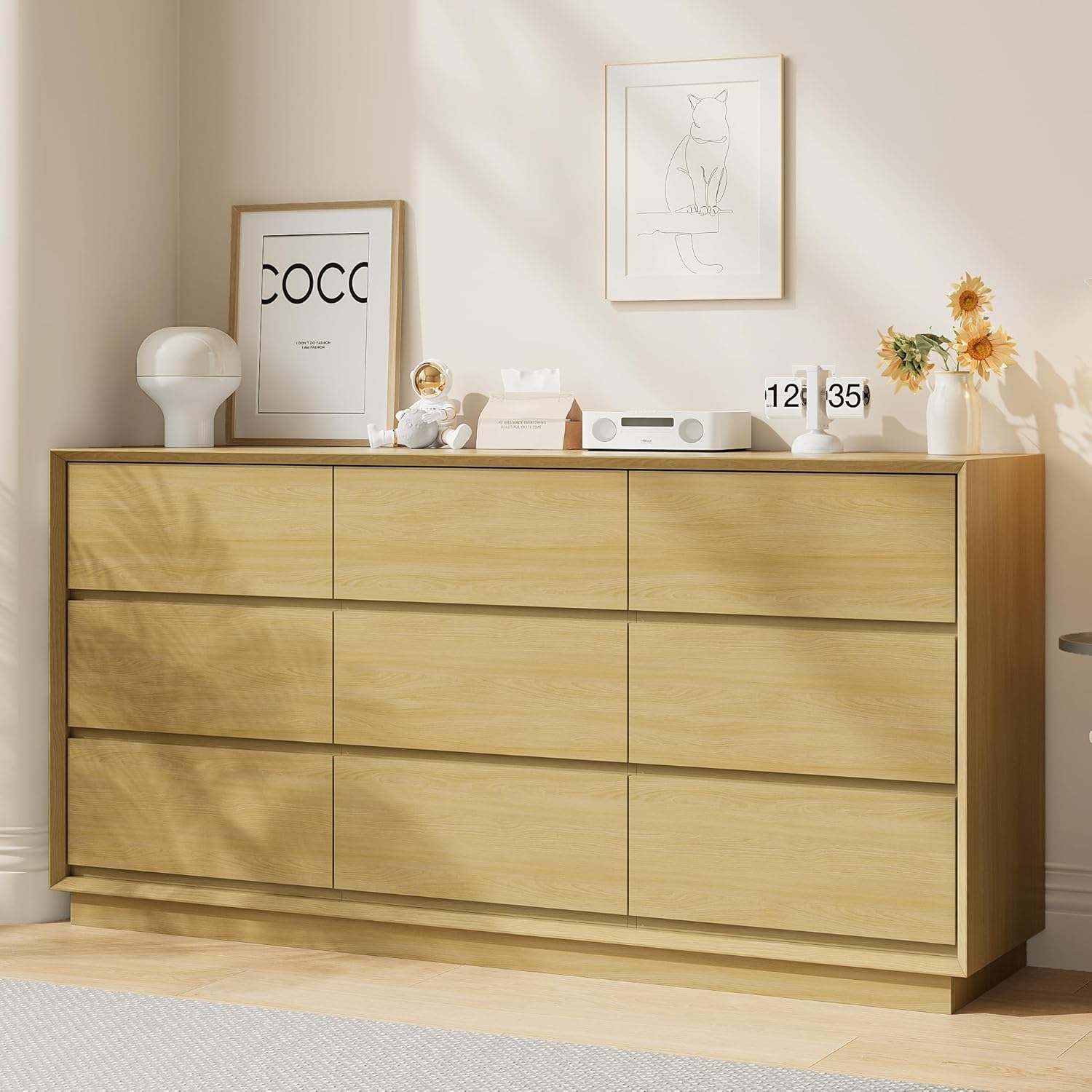 Amazon.com: wanan 63'' Wooden Dresser for Bedroom, Large Dresser with 9 ...
