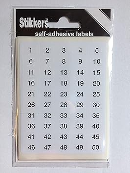 400 Number Stickers Labels 1 to 200 Sticky White Self Adhesive Number ...