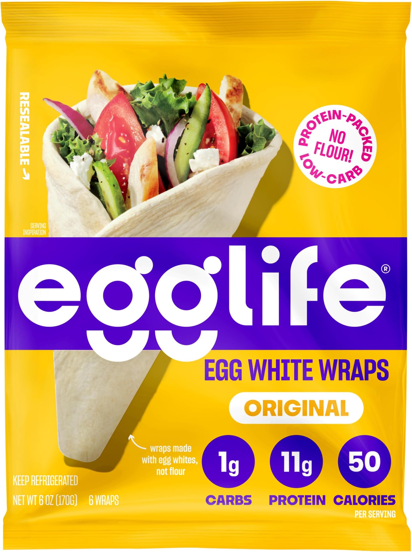 Amazon.com: Egglife Original Egg White Wraps - (6 Count) - Refrigerated ...