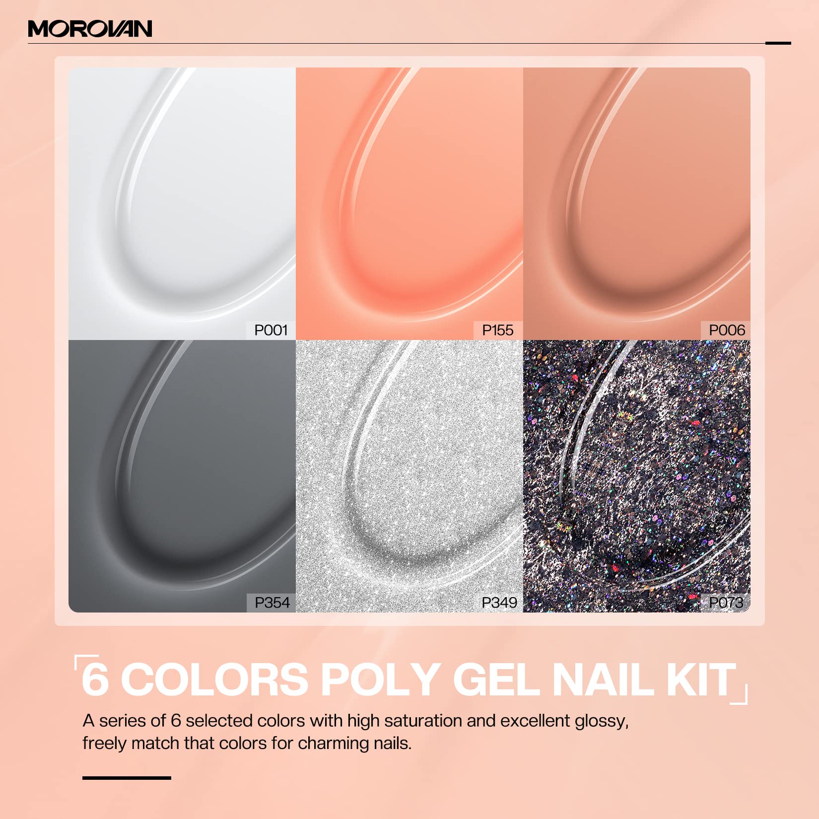 Morovan Poly Gel Nail Kit - 6 Colors Poly Nail Gel All In One Poly ...