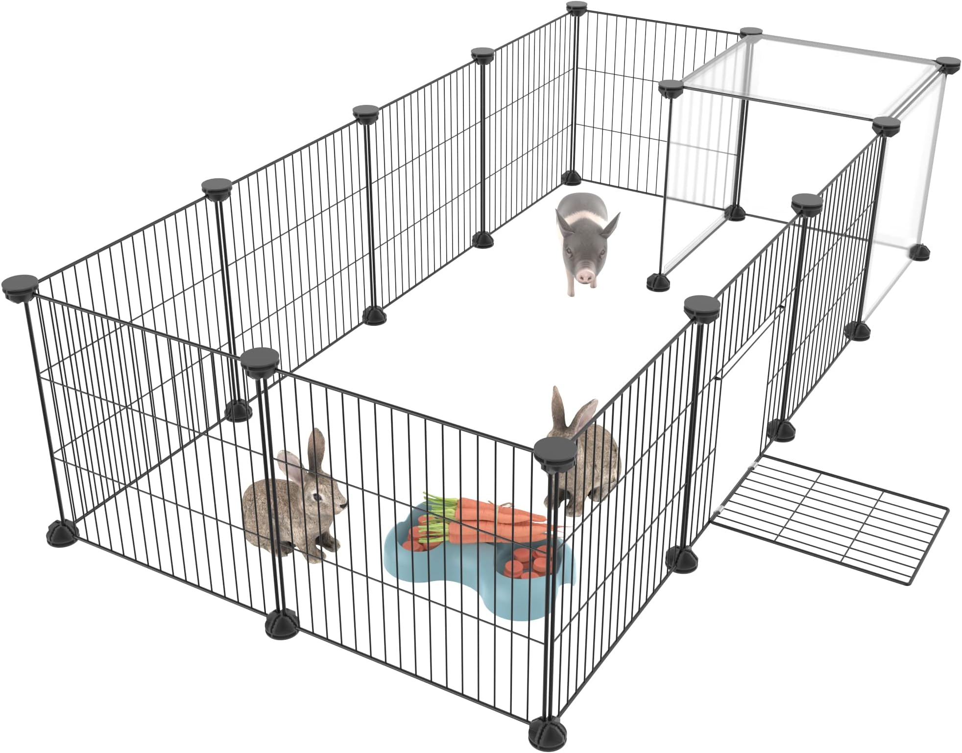 BUNNY BUSINESS Fully Folding Sheltered Rabbit Run Hutch, 48-inch ...