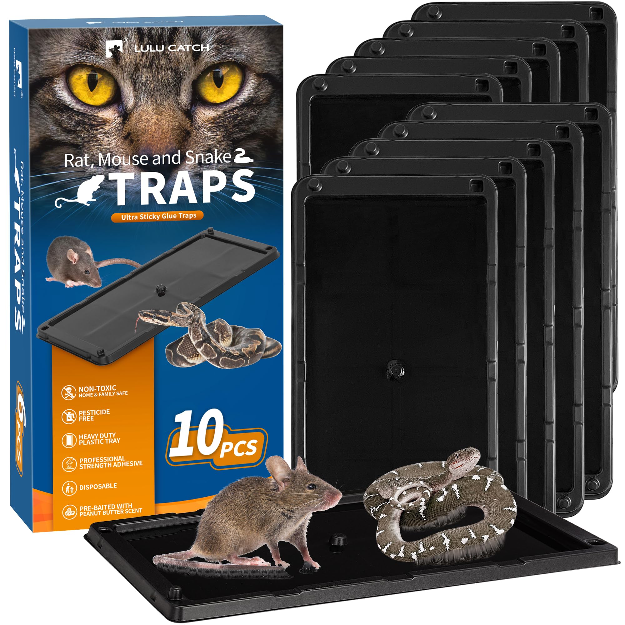 LULUCATCH Sticky Mouse Trap, 10 Pack Large Glue Traps, Heavy Duty Non ...
