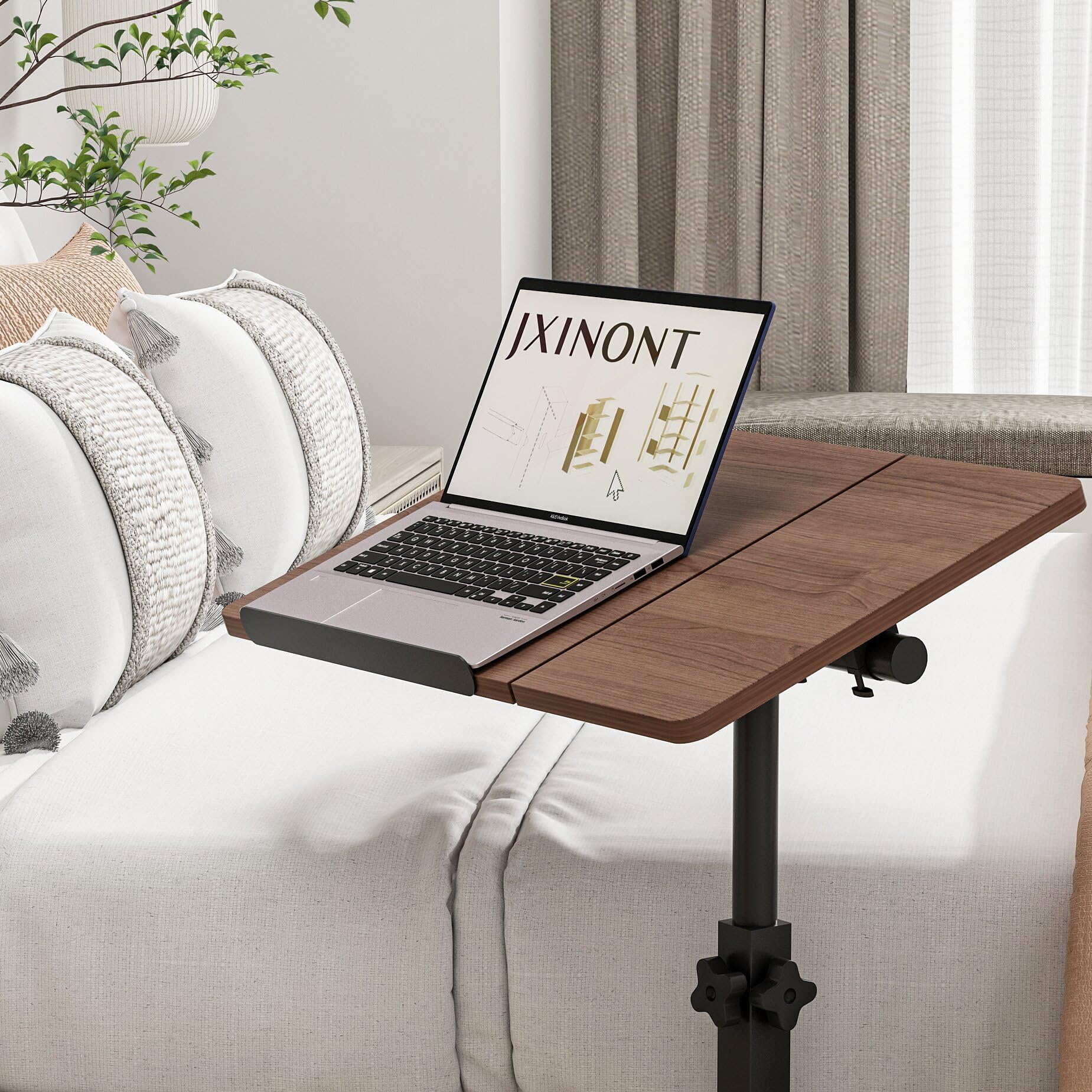 Snapklik.com : JXINONT Mobile Overbed Table Adjustable Bedside Desk ...