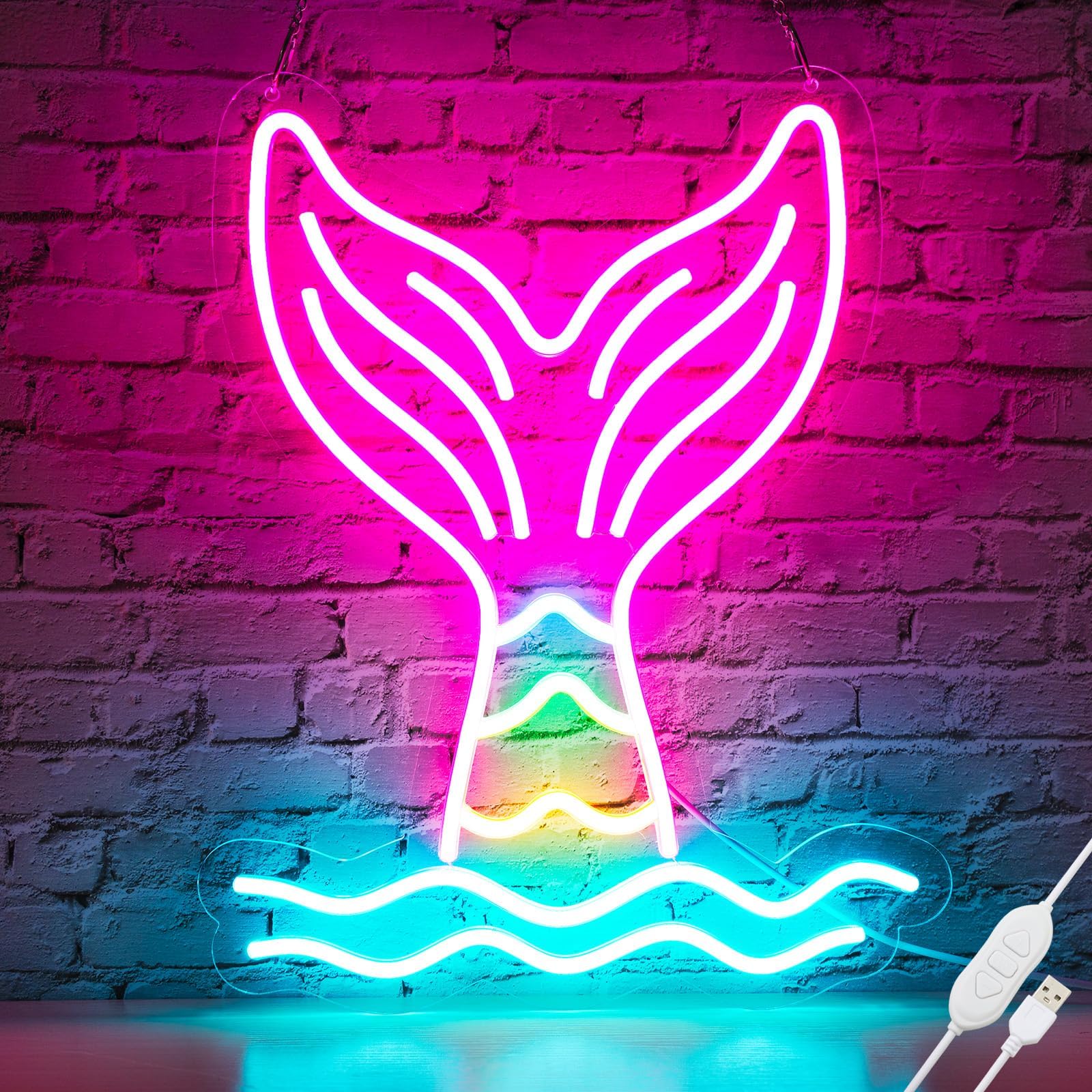 Amazon.com : Mermaid Neon Sign for Wall Décor Dimmable LED Bar Beer ...