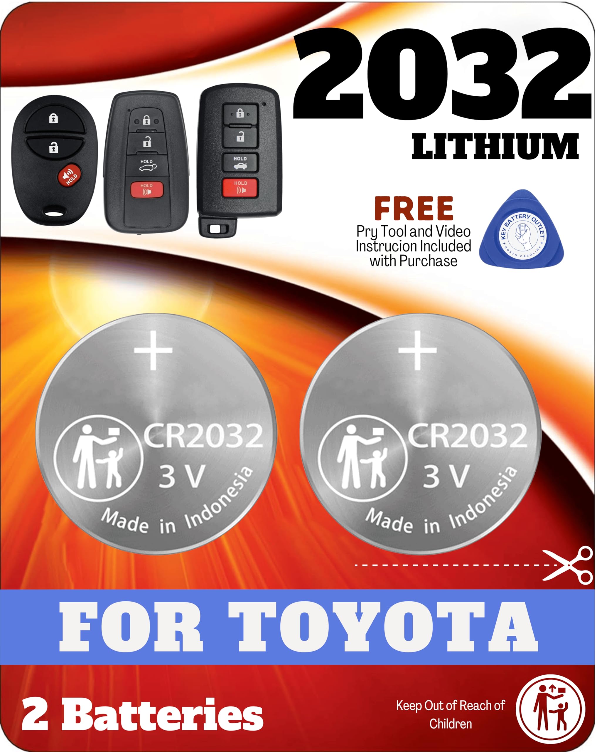 Amazon.com: Toyota Key Fob Battery Replacement Kit - CR2032 3V Lithium ...