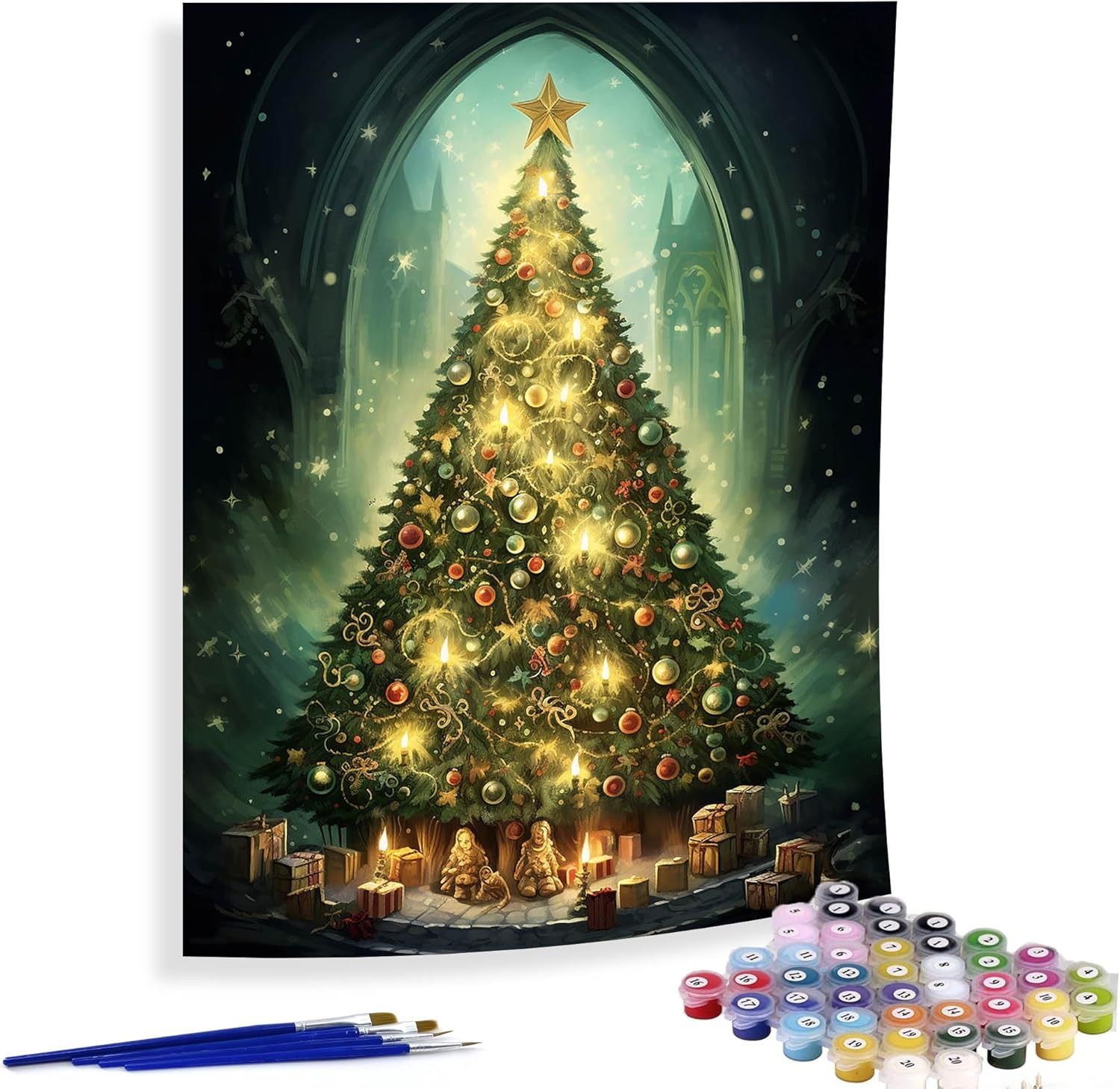 Amazon.com: Diymood Paint by Numbers for Adults Christmas Tree, DIY Oil ...