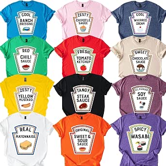 Amazon.com: Condiment Shirts, 24 Unique Sauce Designs, Matching ...