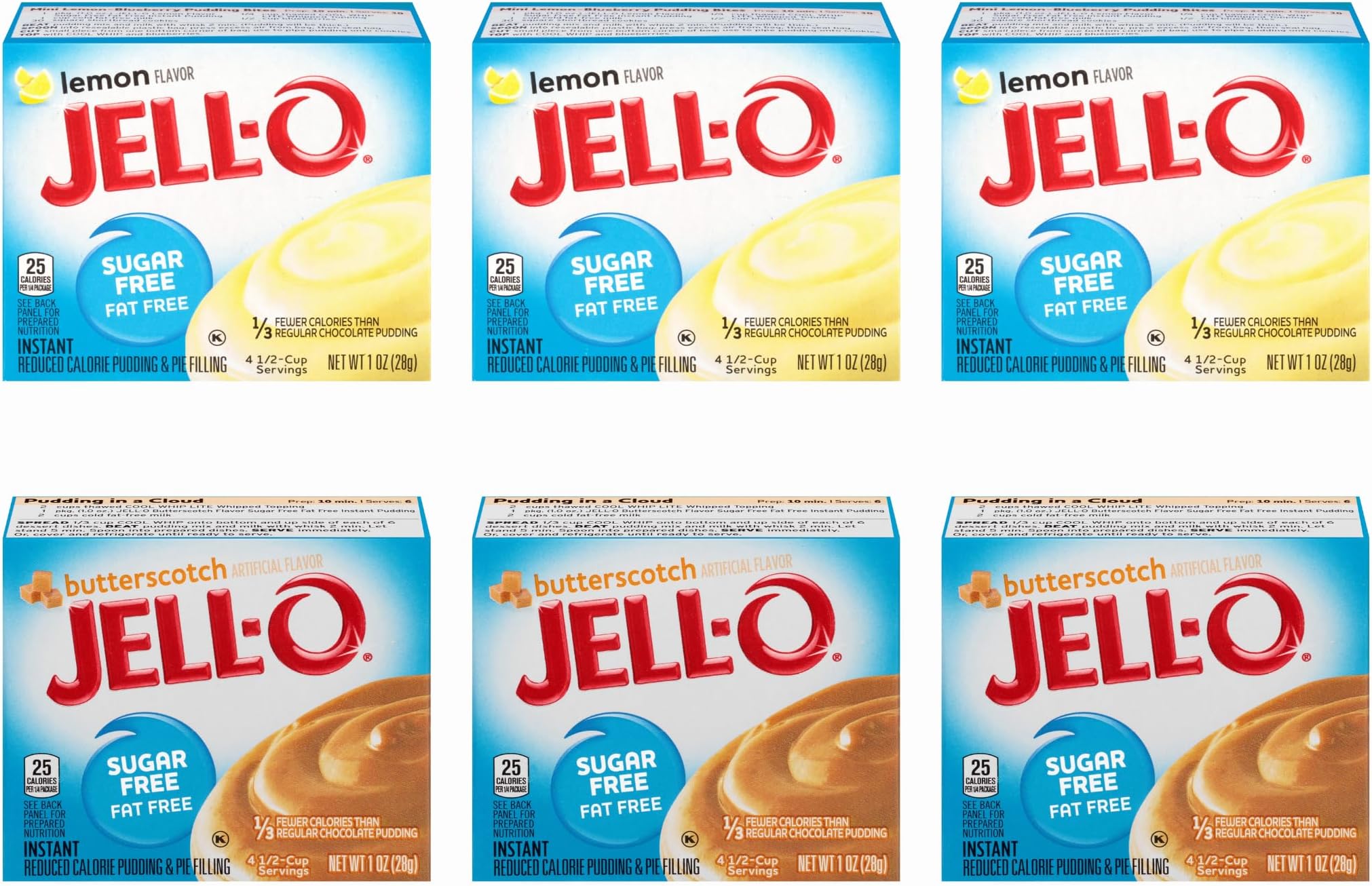 Amazon.com : Jell-O Instant Butterscotch Sugar-Free Fat Free Pudding ...