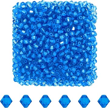 Mandala Crafts Capri Blue 4mm Bicone Crystal Beads for Crafts – 1500 ...